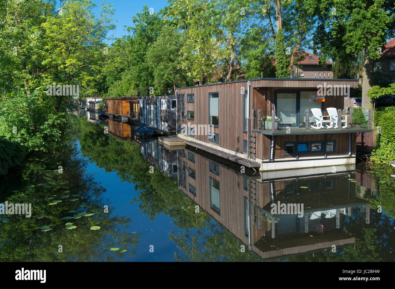 floating houses in a canal in utrecht, netherlands Stock Photo - Alamy