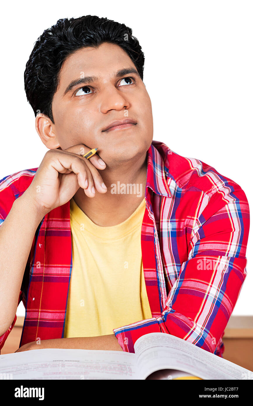 College Student Boy Book Studying Education Thinking Stock Photo - Alamy