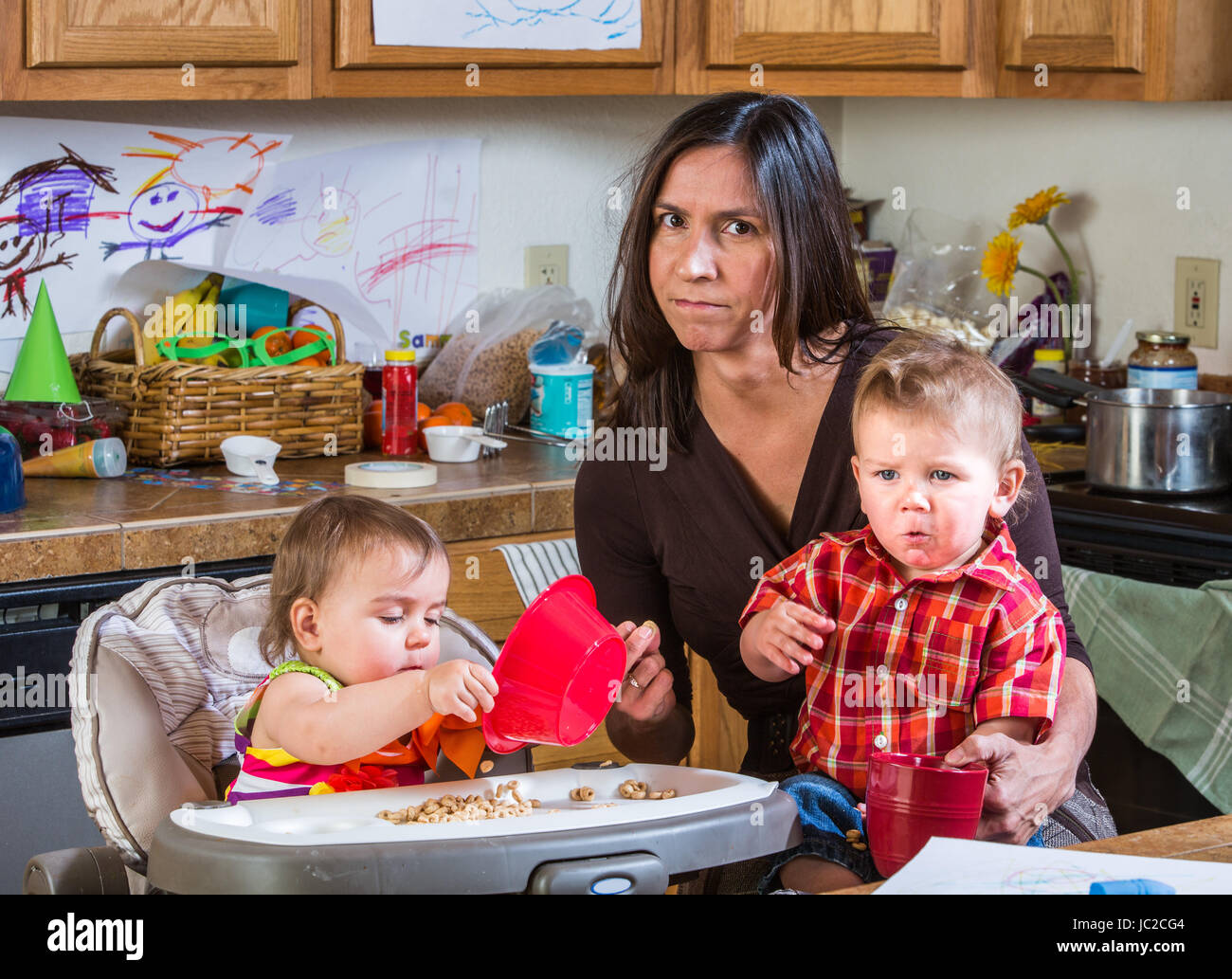 Overwhelmed mother children hi-res stock photography and images - Alamy