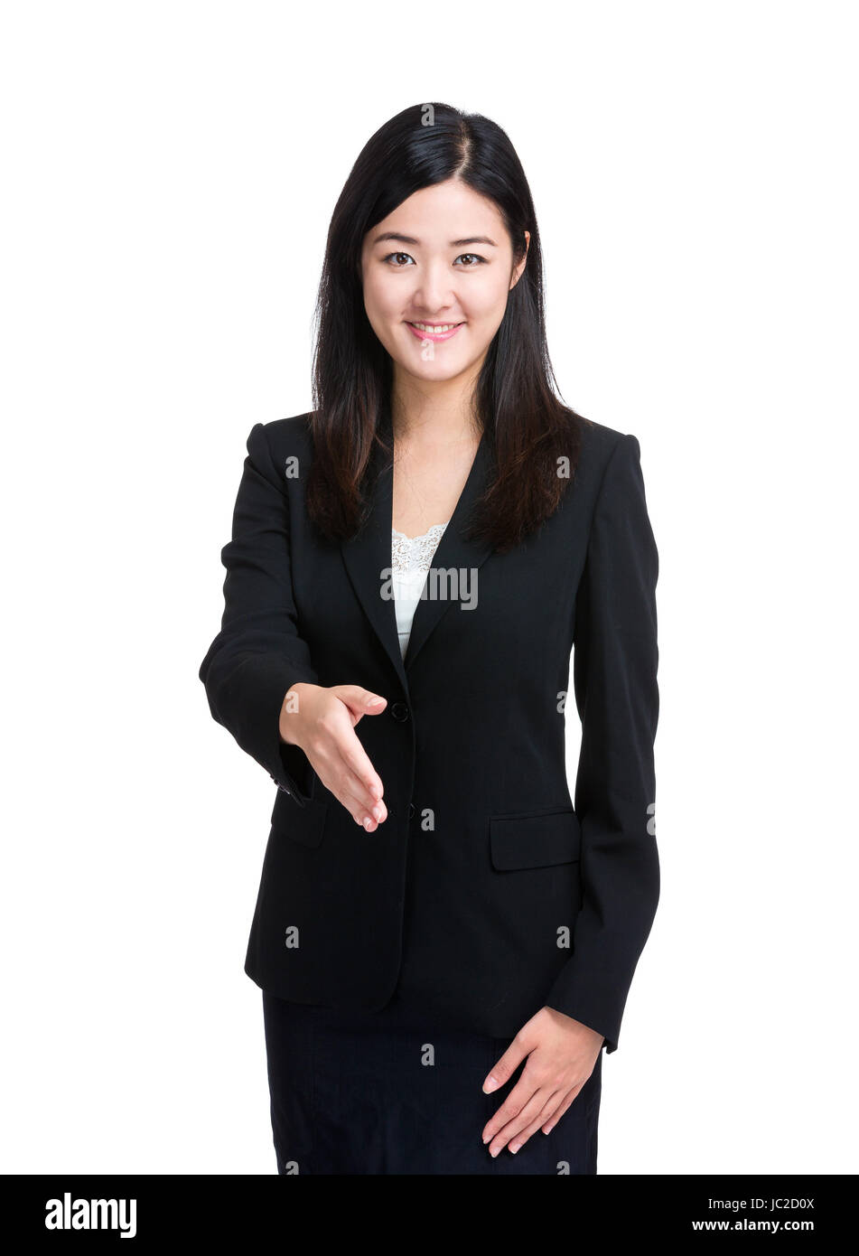 Business woman give hand for handshake Stock Photo - Alamy