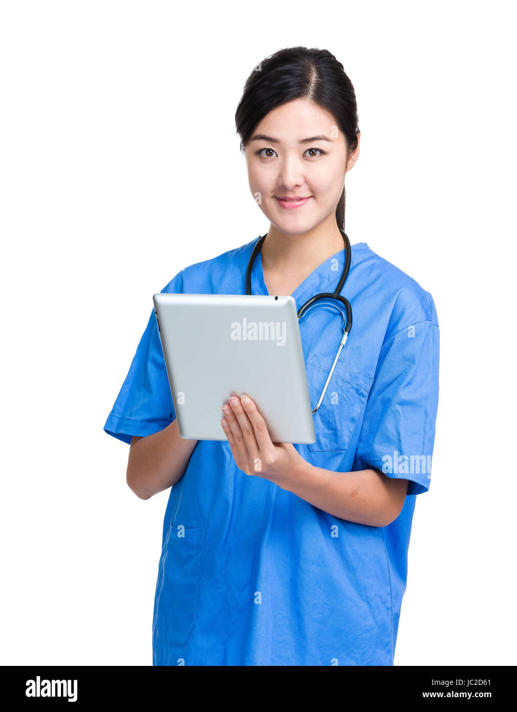 Doctor use tablet Stock Photo - Alamy