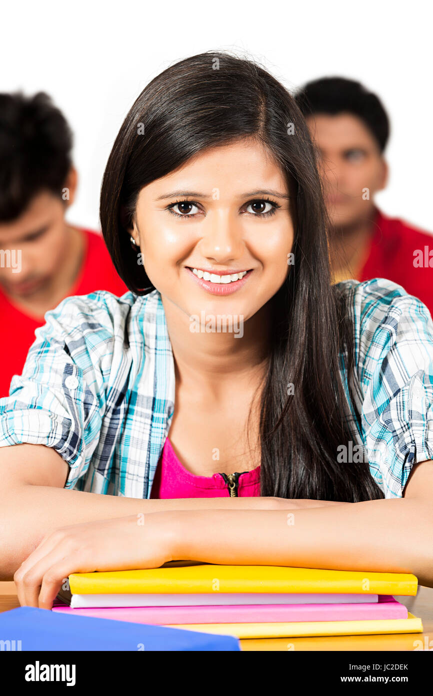 Indian College Girl Student Classroom Studying Smiling Stock Photo - Alamy