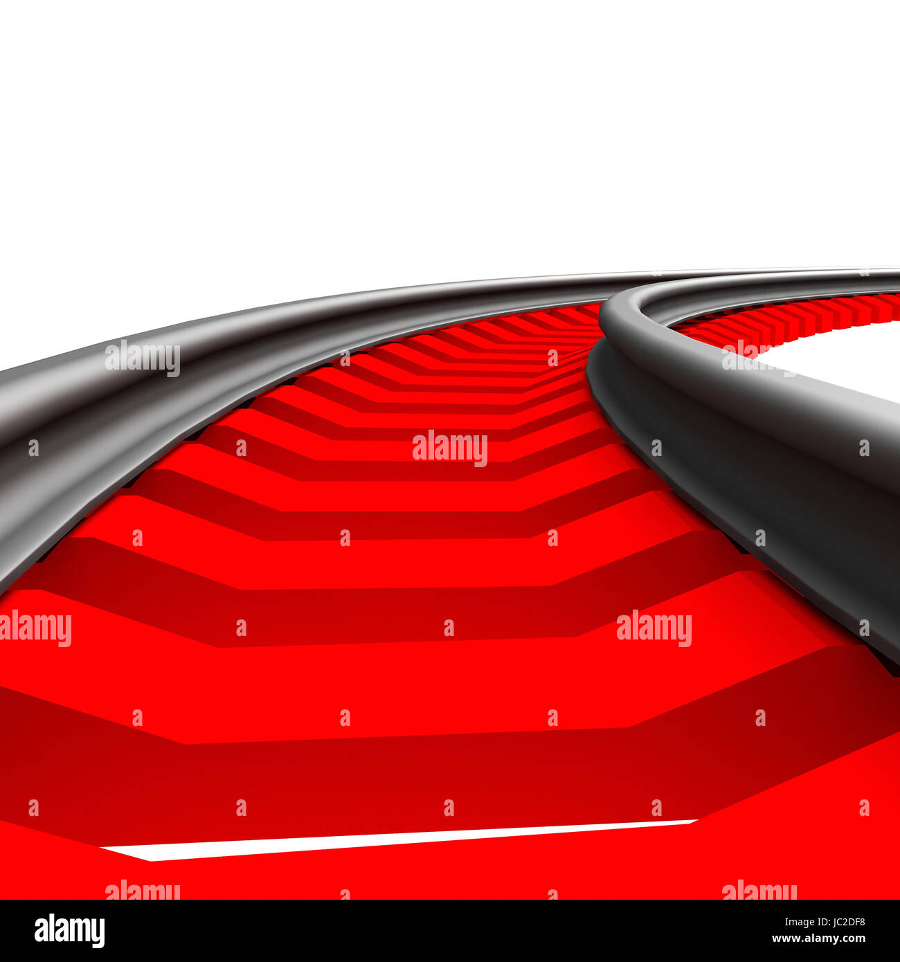 Single curved railroad track isolated on white background Stock Photo ...
