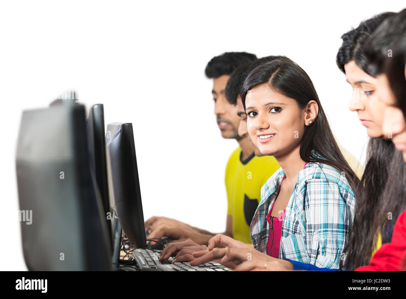 Young Woman College Student Computer Lab Studying Stock Photo - Alamy