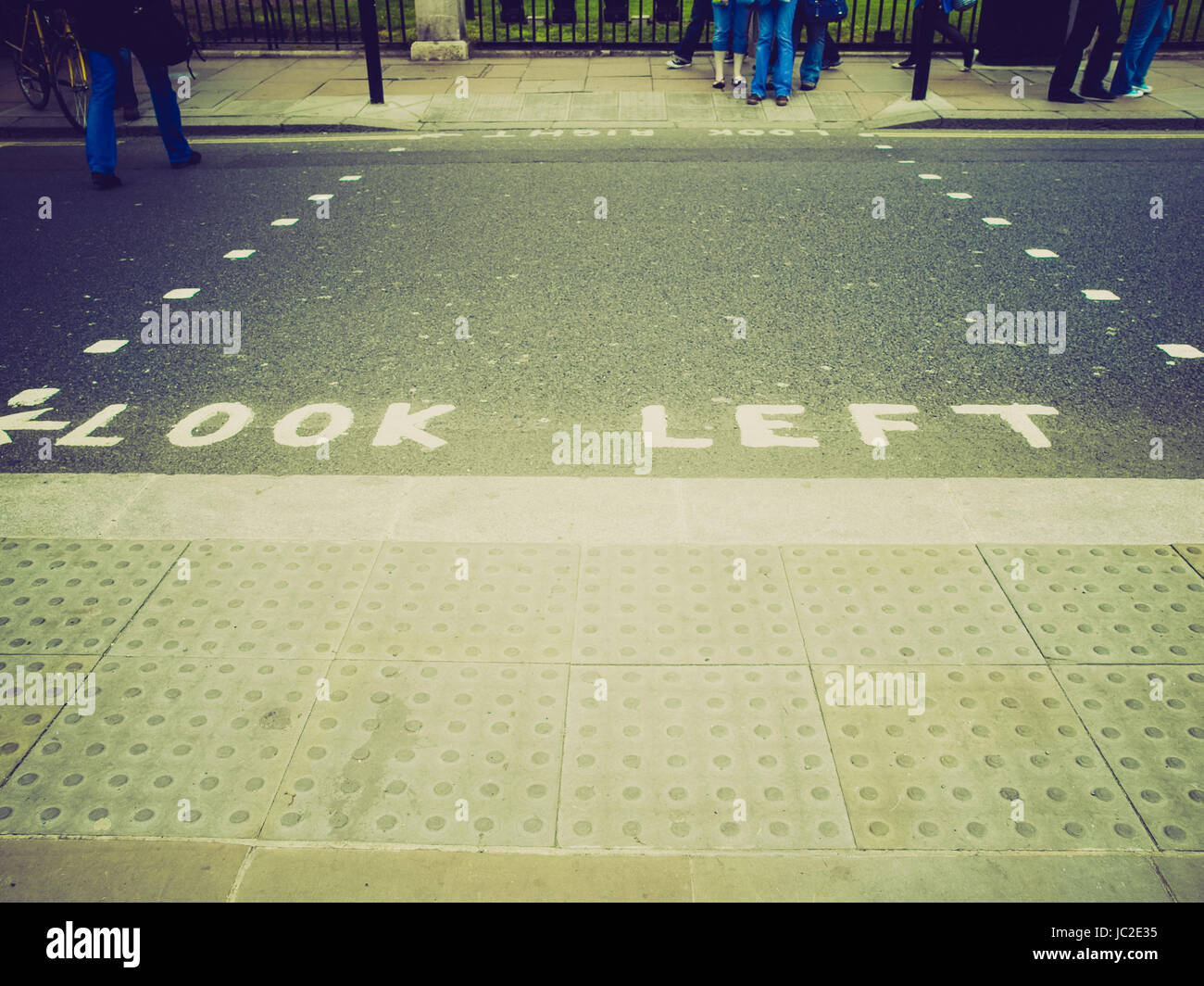 Vintage retro looking Look Left sign in a London street Stock Photo - Alamy