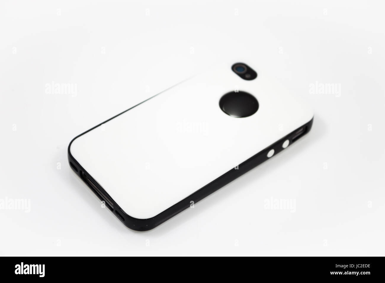Smartphone with white case isolated on white background, stock photo ...