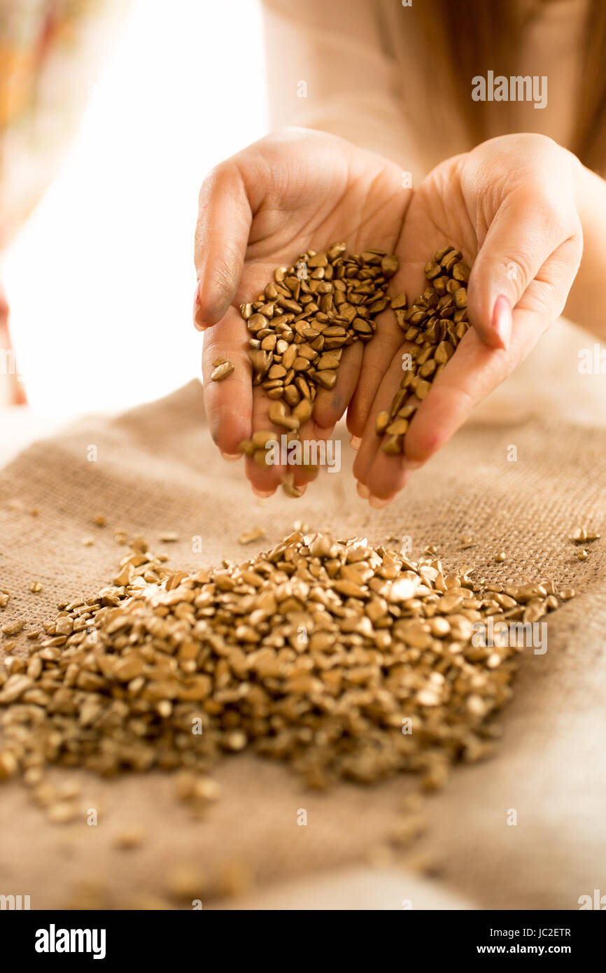Gold ore hands hi-res stock photography and images - Alamy