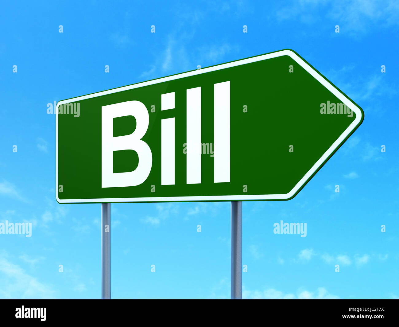 Currency concept: Bill on road sign background Stock Photo - Alamy