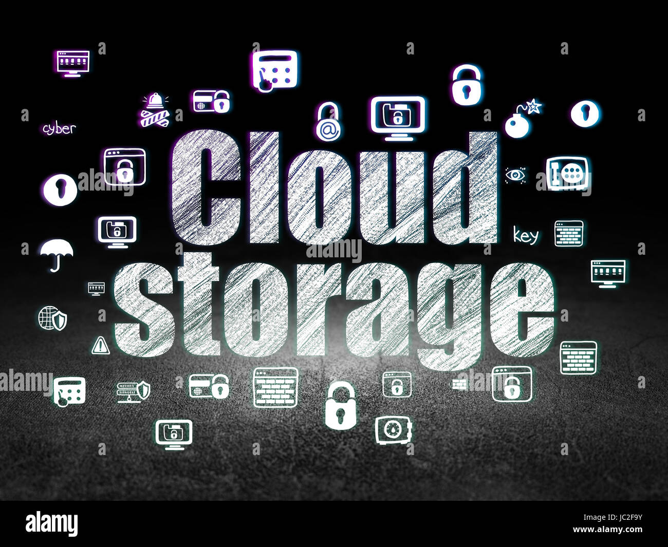 Privacy concept: Cloud Storage in grunge dark room Stock Photo - Alamy