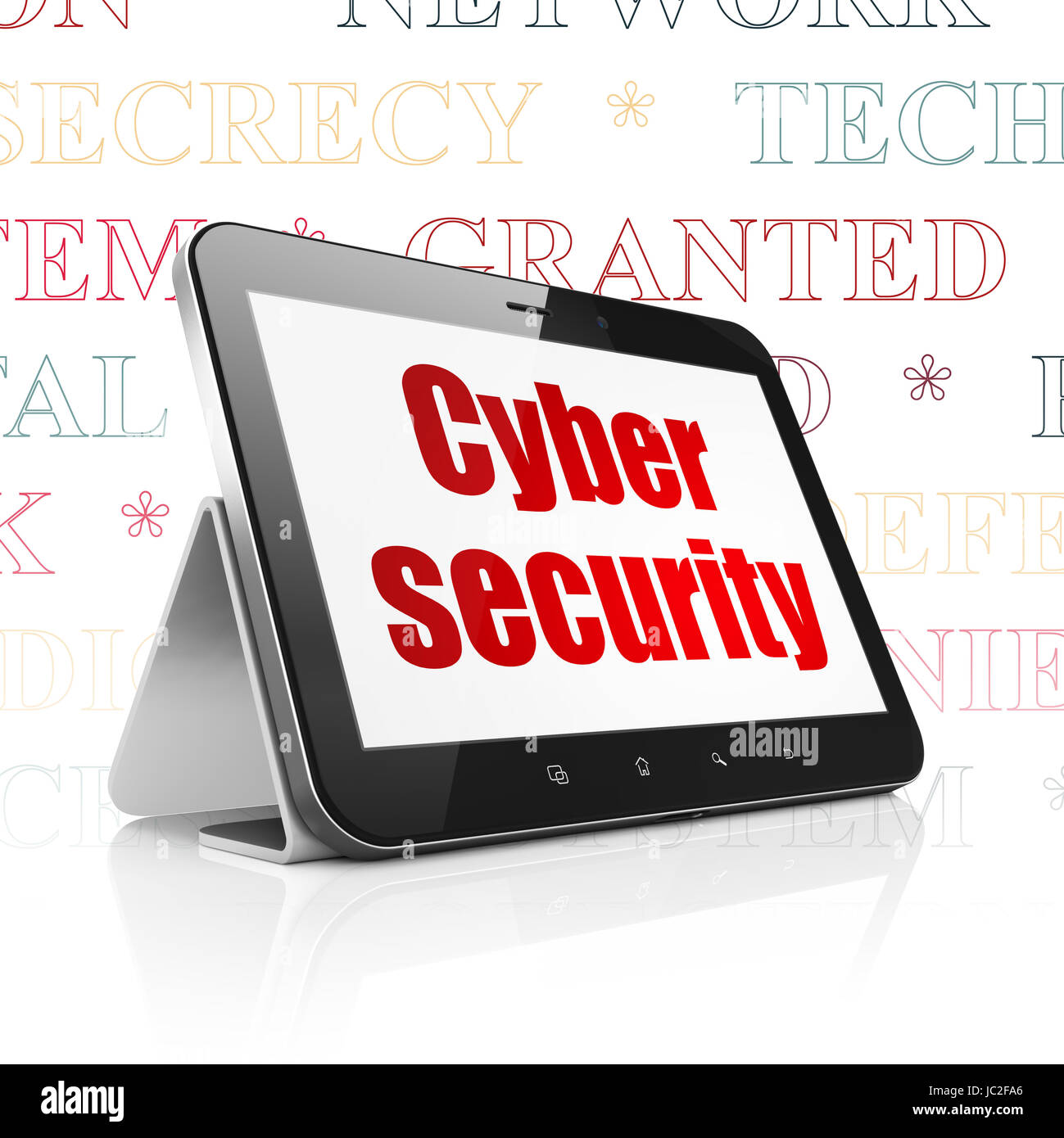 Safety concept: Tablet Computer with Cyber Security on display Stock ...