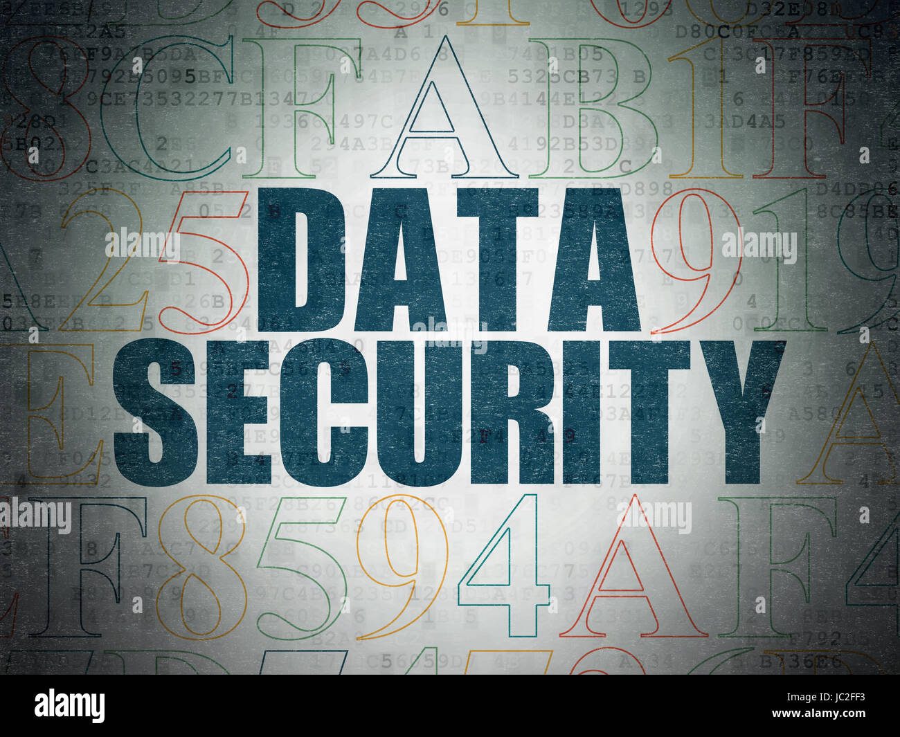 Protection concept: Data Security on Digital Data Paper background ...