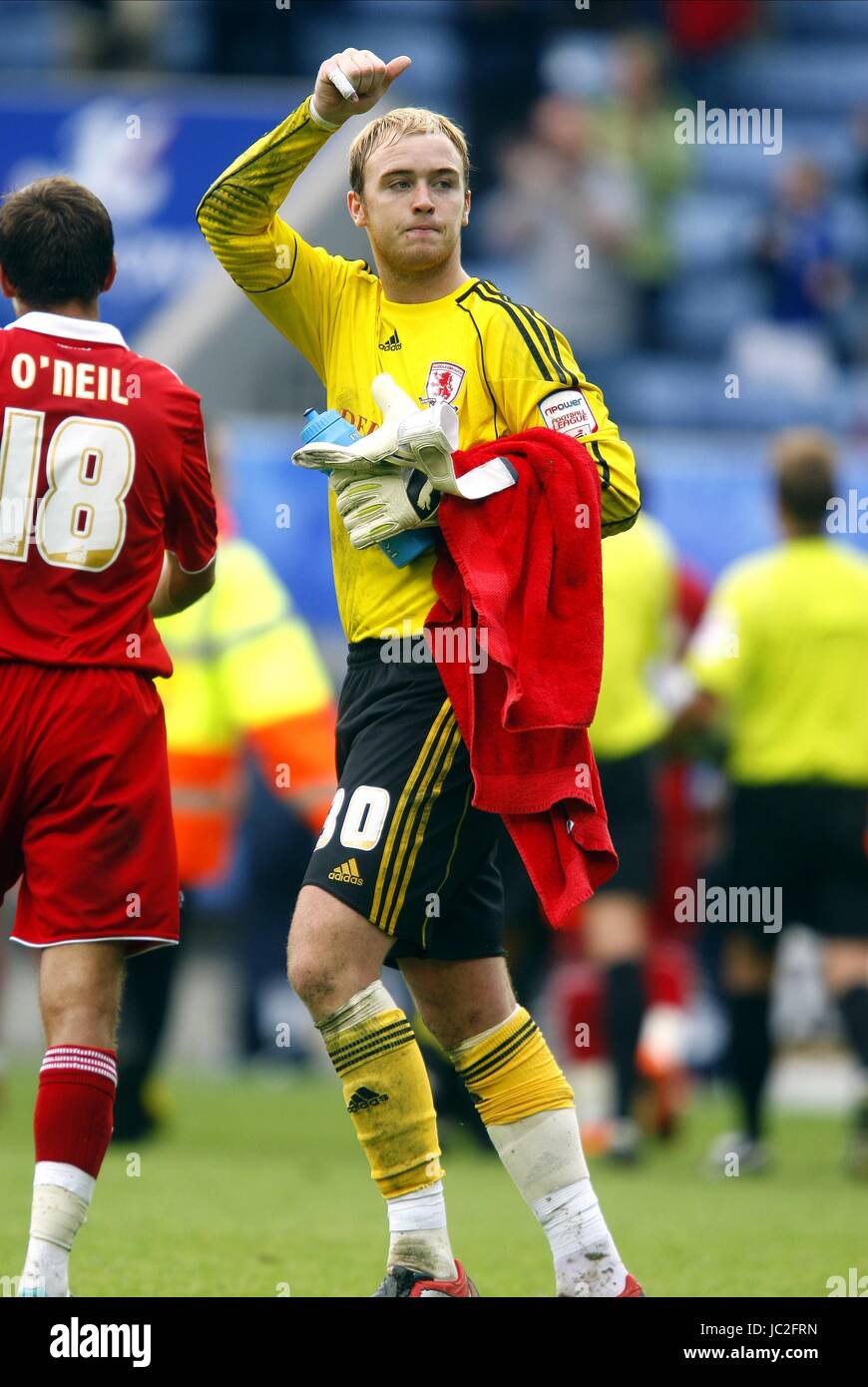 JASON STEELE CELEBRATES LEICESTER CITY V MIDDLESBROUGH WALKERS STADIUM ...