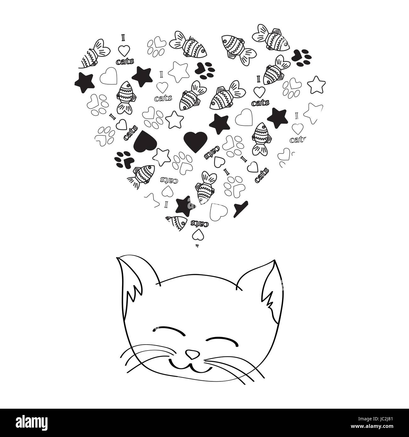 Cartoon sleeping cat cute Cut Out Stock Images & Pictures - Alamy