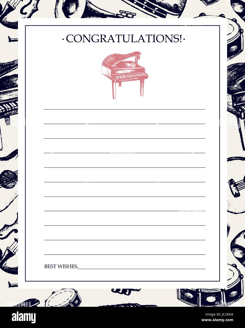 Musical Instruments - hand drawn template card Stock Vector Image & Art ...
