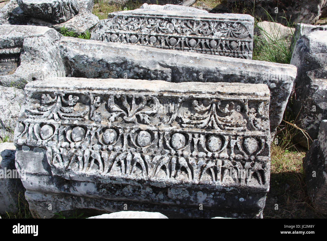 Ancient ruins in Hierapolis, Pamukkale, Turkey. UNESCO World Heritage ...