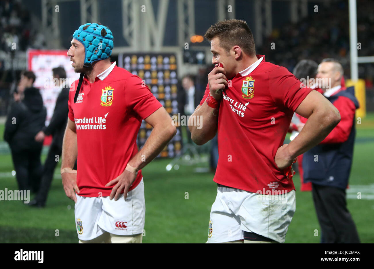 British and Irish Lions' Justin Tipuric (left) and CJ Stander appear ...