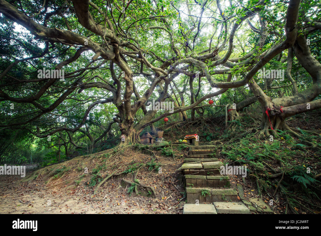 Miaoli, Taiwan - August 4, 2014: Old stone made temple at Miaoli ...