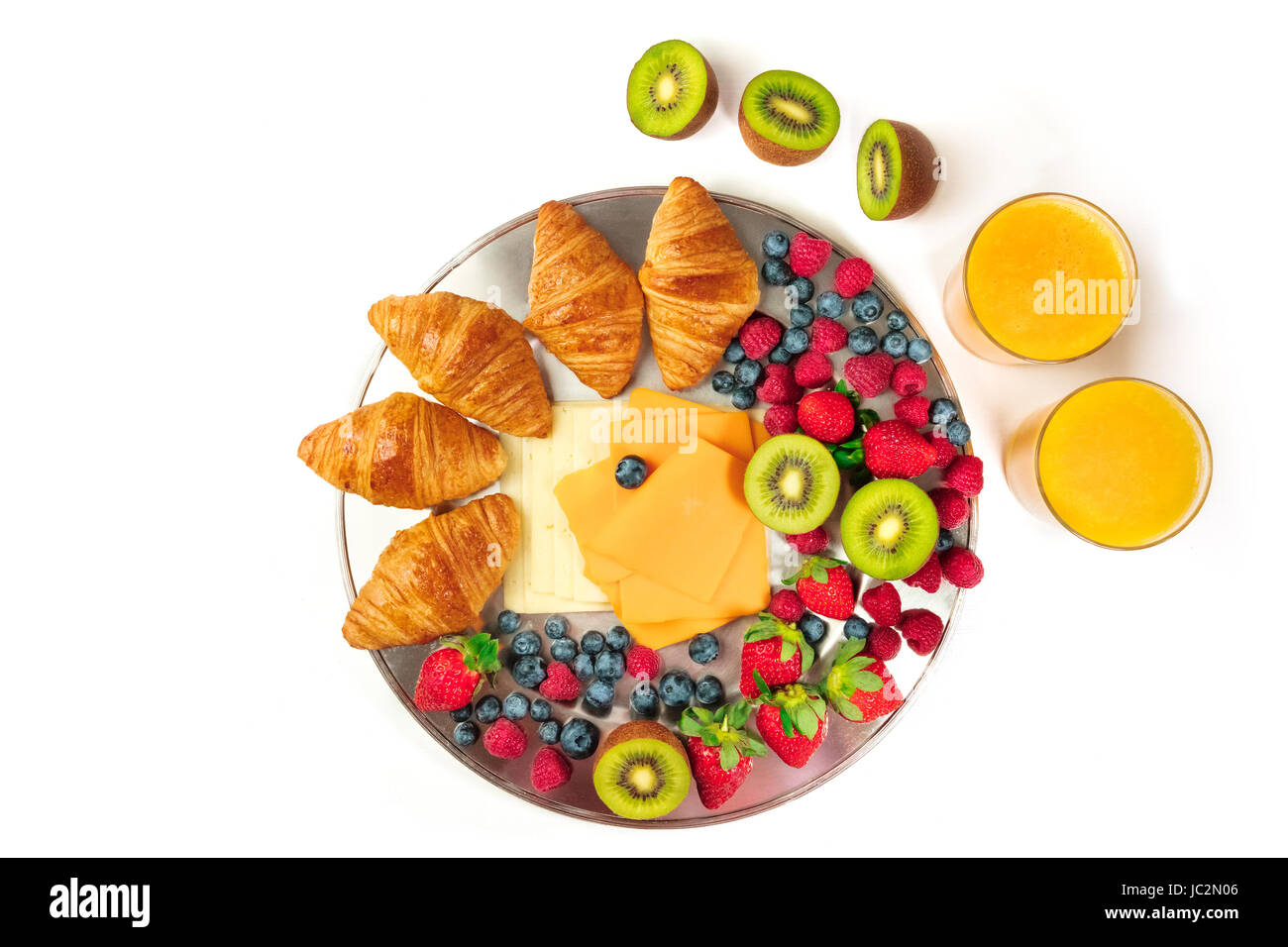 Overhead photo of a continental breakfast on white Stock Photo - Alamy