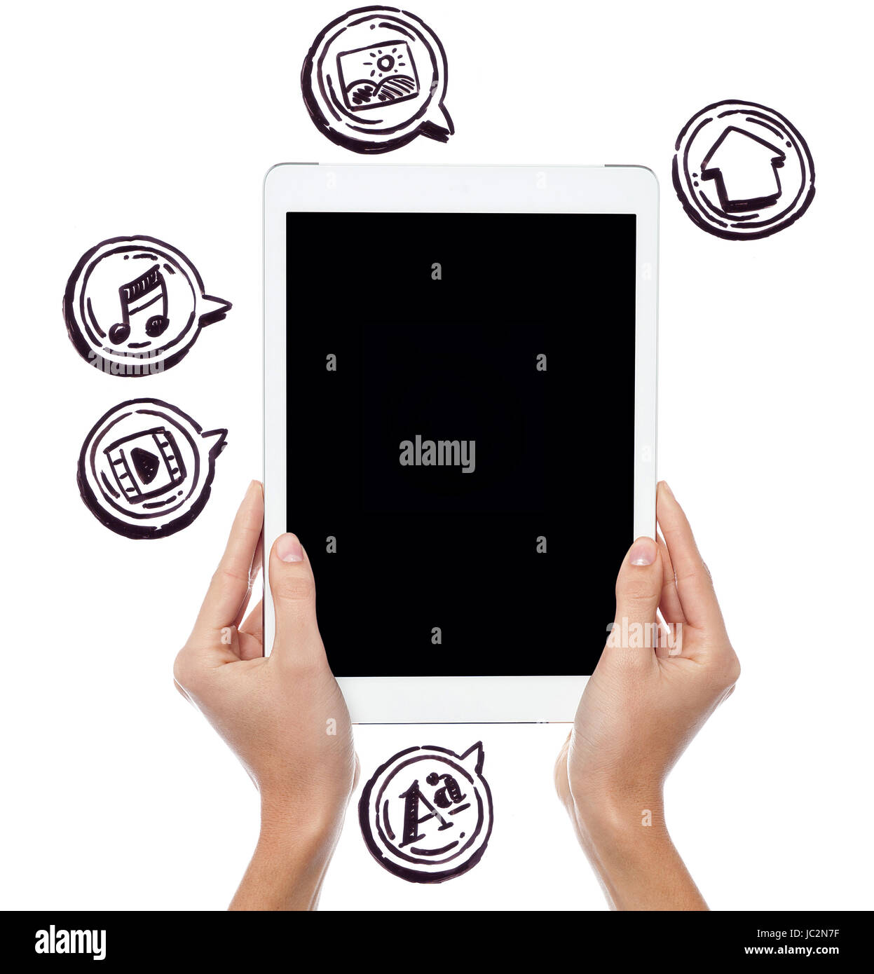Tablet device tech arrow hi-res stock photography and images - Alamy