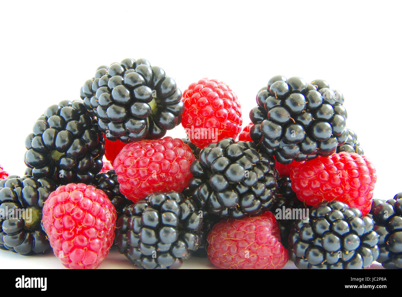 blackberry and raspberry on white isolated background Stock Photo - Alamy