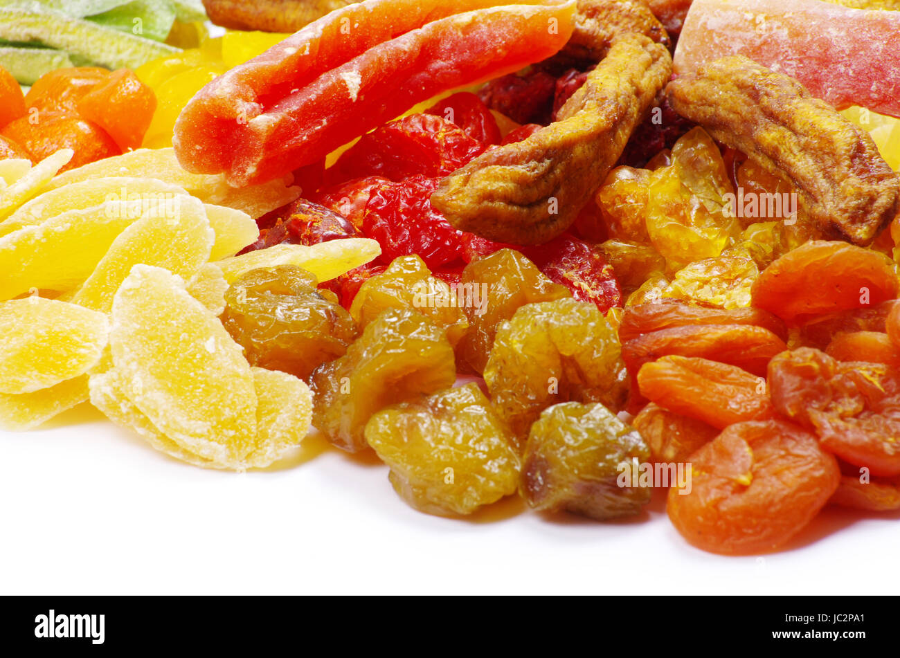 assorted dried fruits isolated on white Stock Photo - Alamy