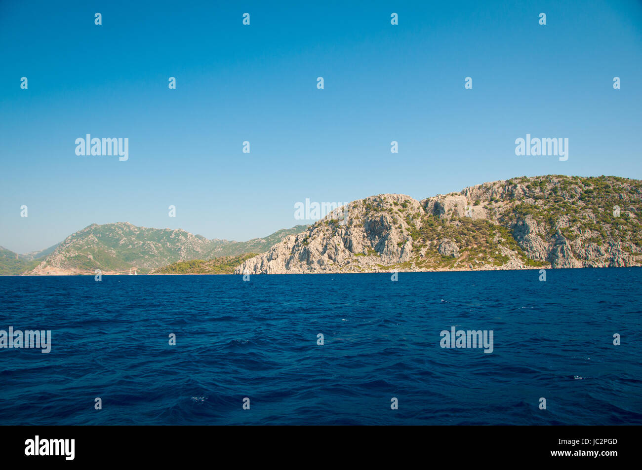 Landscape of the Mediterranean Sea. Mountains and the sea of Turkey ...