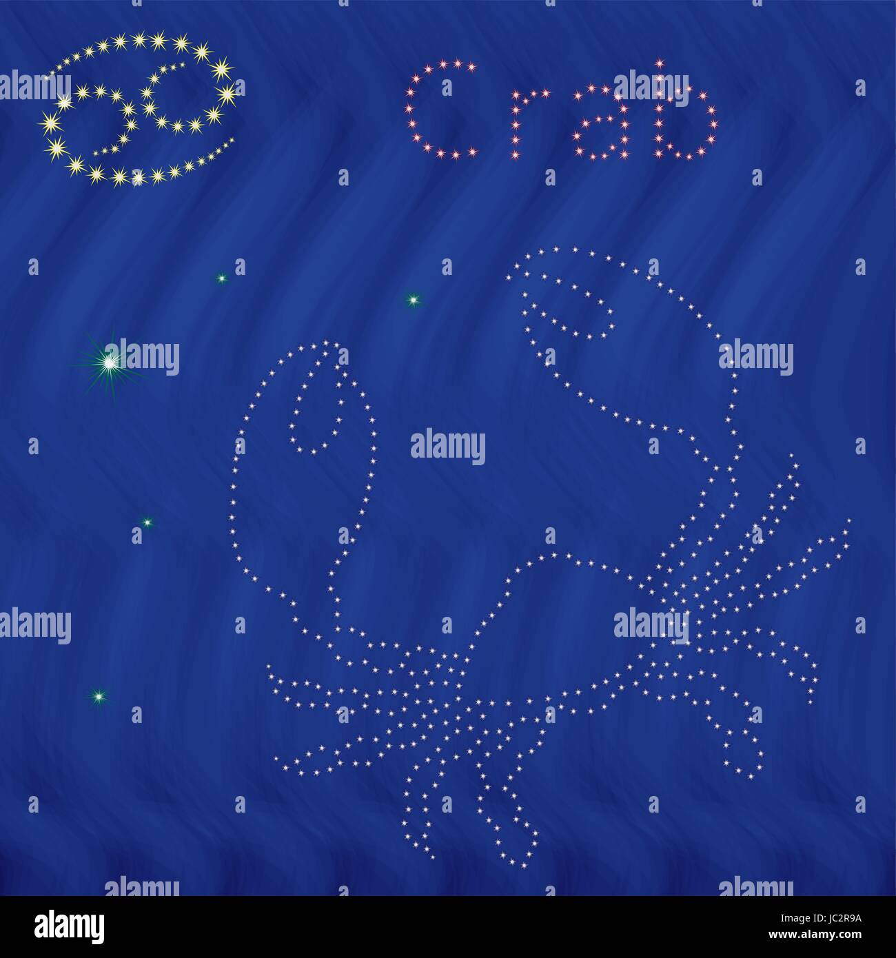 Zodiac Sign Cancer Contour With Tiny Stars On The Background Of Blue