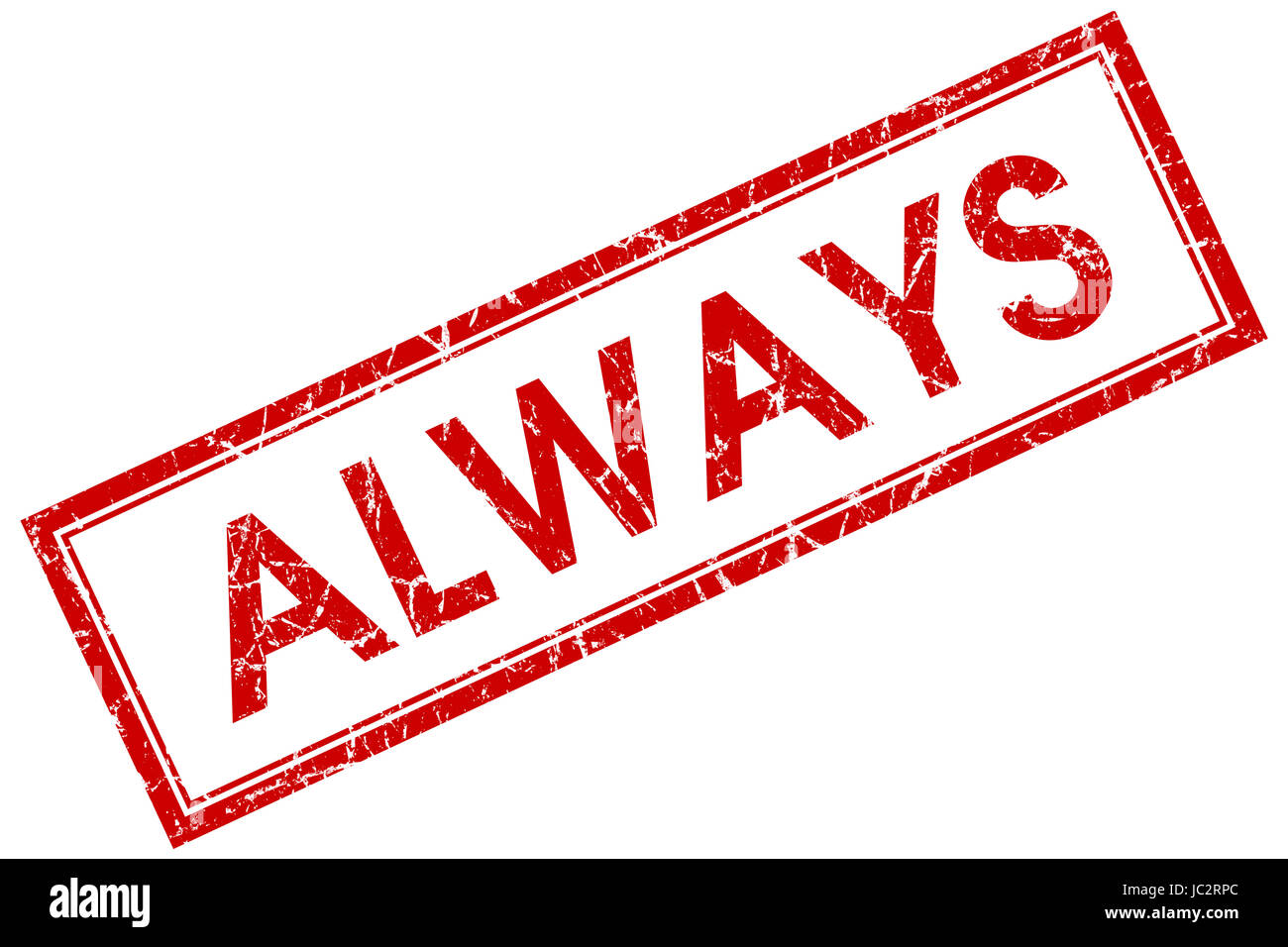 Always red square grungy stamp isolated on white background Stock Photo ...