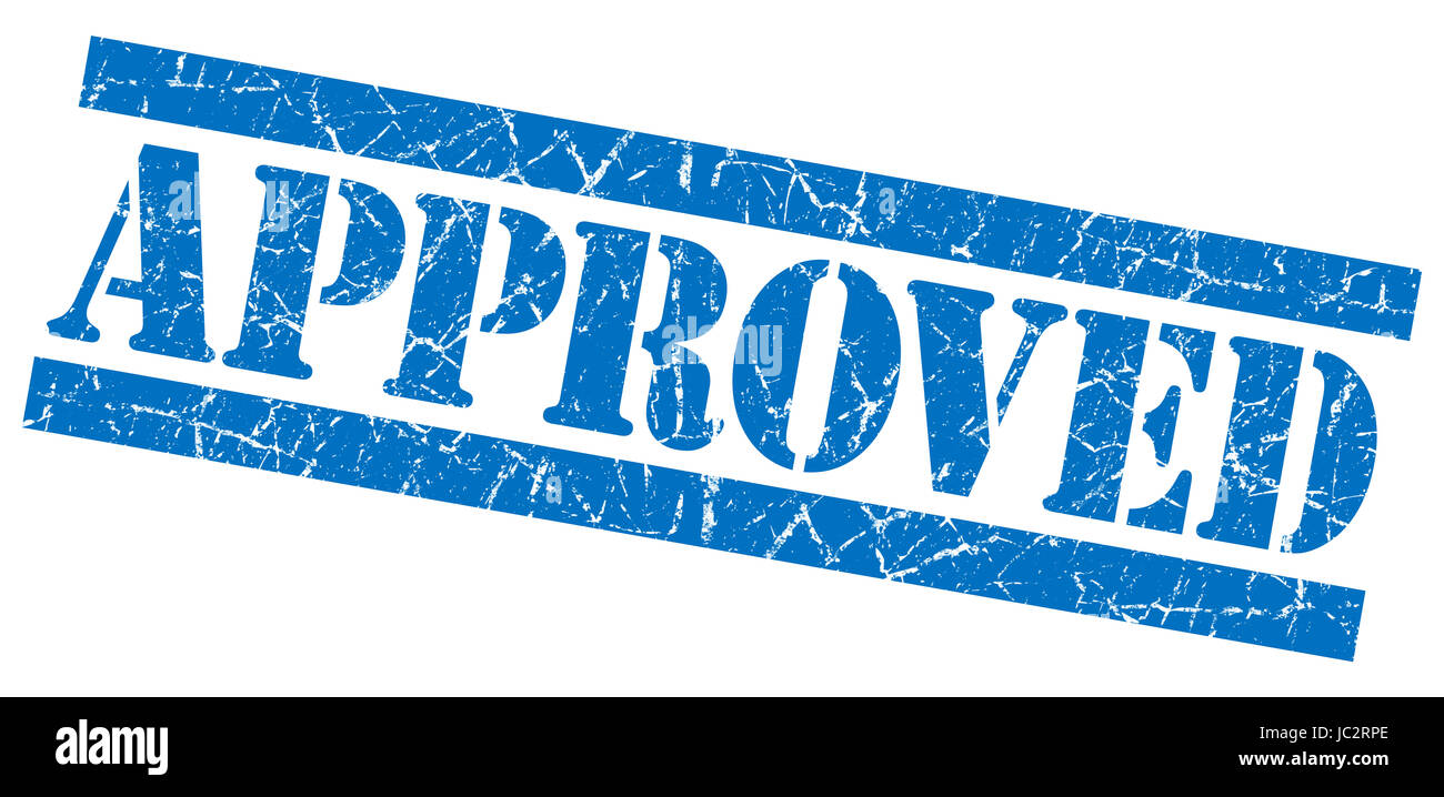 Approved grunge blue stamp Stock Photo - Alamy
