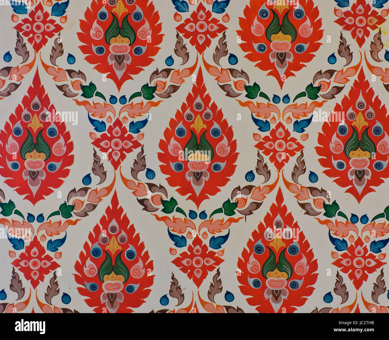 Traditional Thai flower pattern on temple door Stock Photo - Alamy