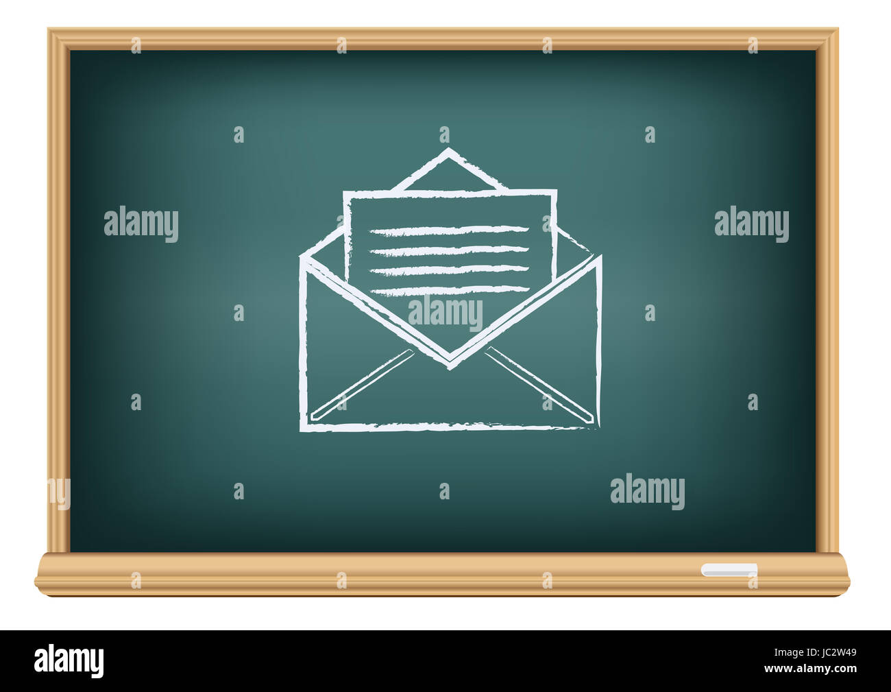 The school blackboard and chalk written open envelope Stock Photo - Alamy