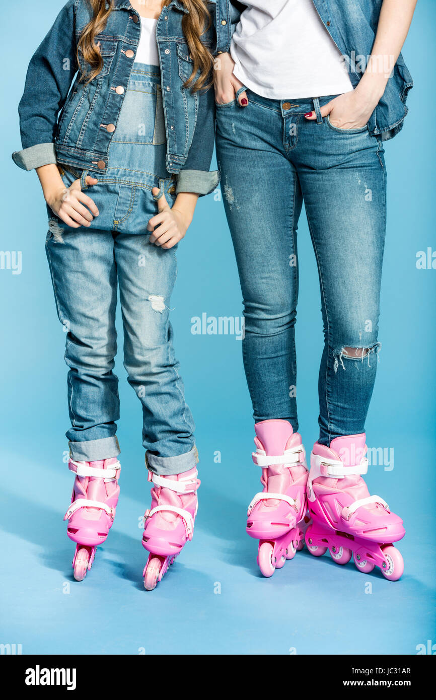 Mother daughter on roller hi-res stock photography and images - Alamy
