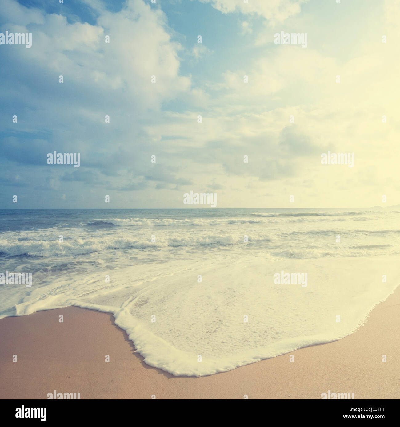 Retro vintage style summer beach sea view with wave, Malaysia Stock ...