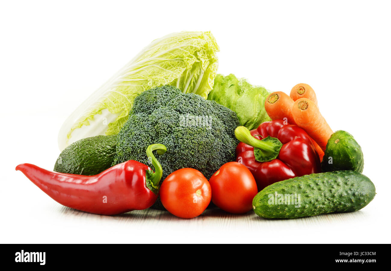 Organic vegetables isolated on white background Stock Photo - Alamy