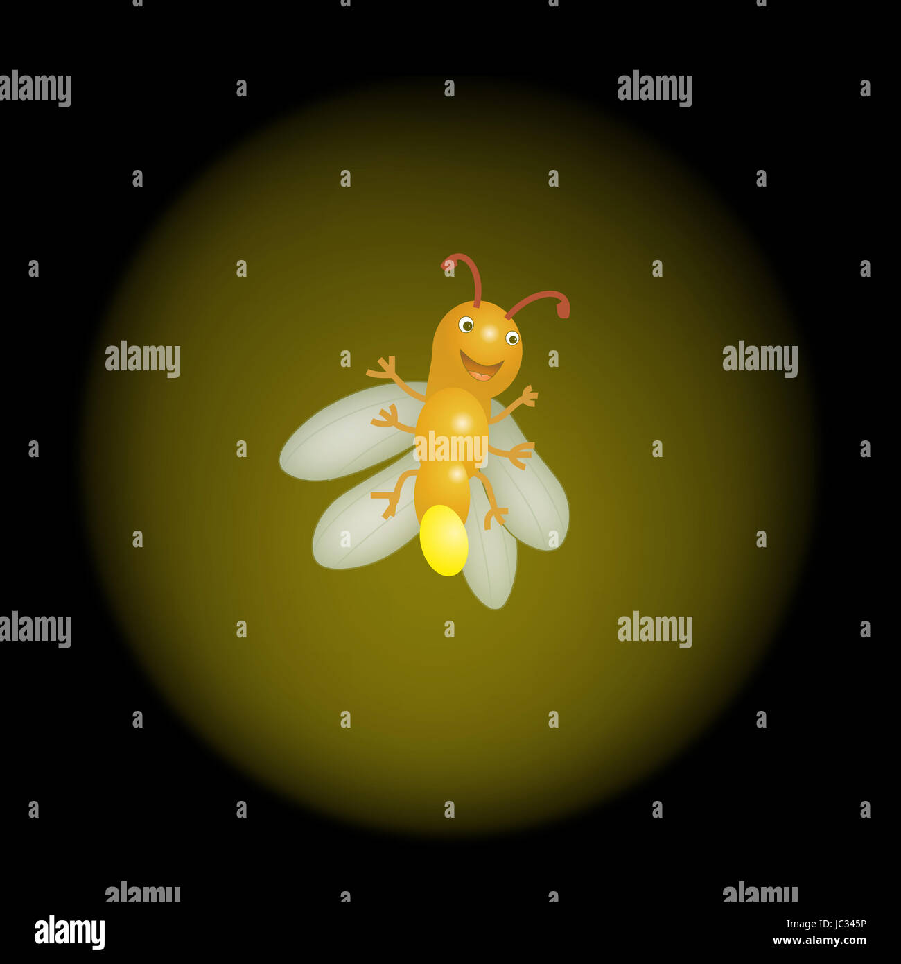 Cute Firefly Illustration Lithning in the Summer Stock Photo - Alamy