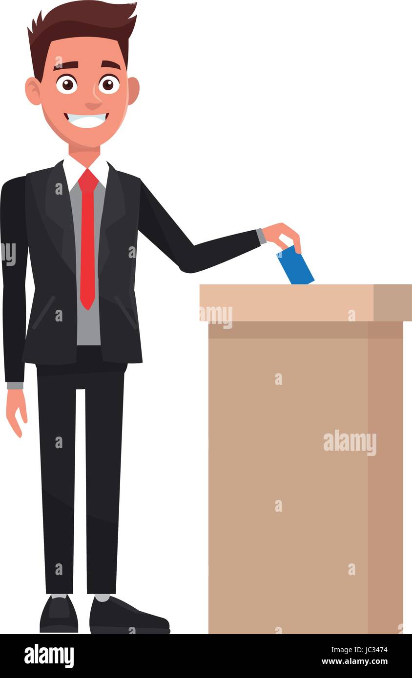 man voting at ballot box democracy concept vector illustration Stock ...