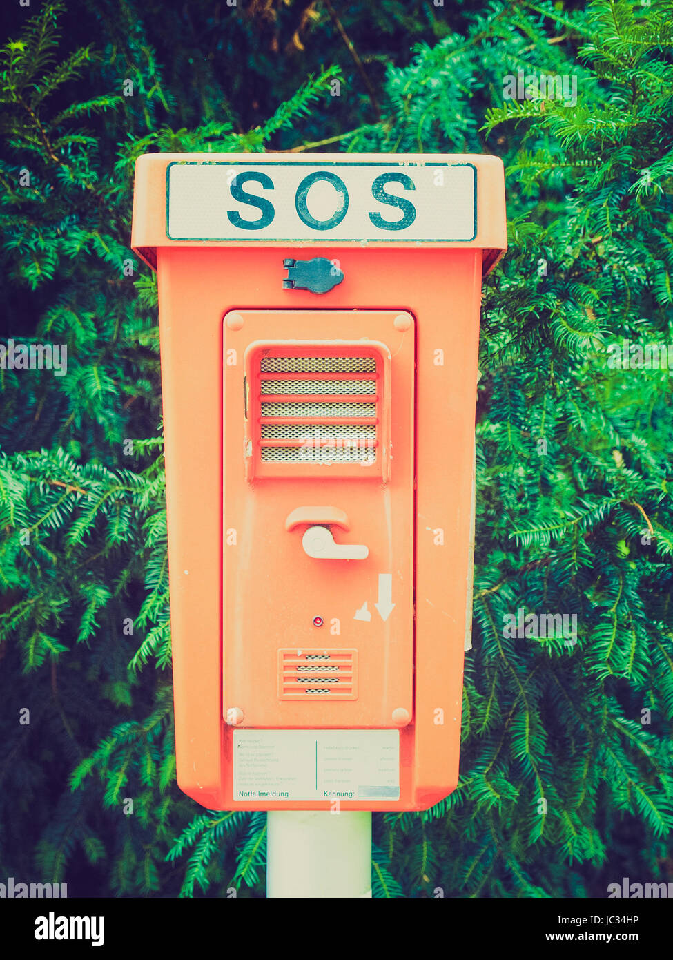 Vintage retro looking An SOS point for emergency calls Stock Photo - Alamy