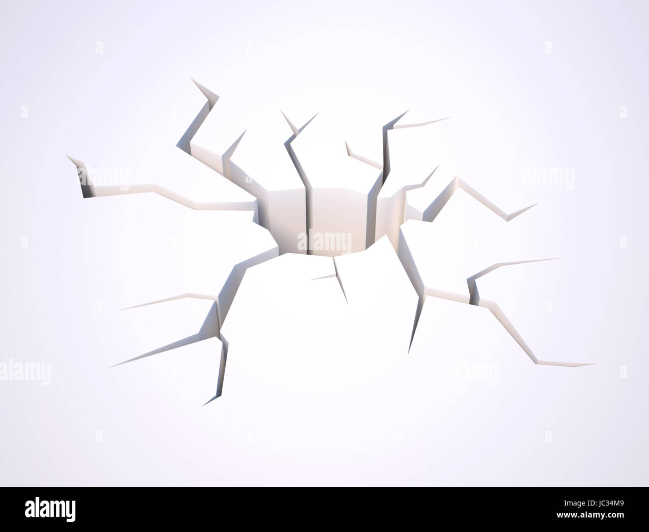 A crack on white surface symbol for damage and disaster Stock Photo - Alamy