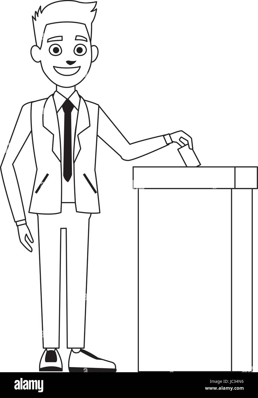 man voting at ballot box democracy concept vector illustration Stock ...