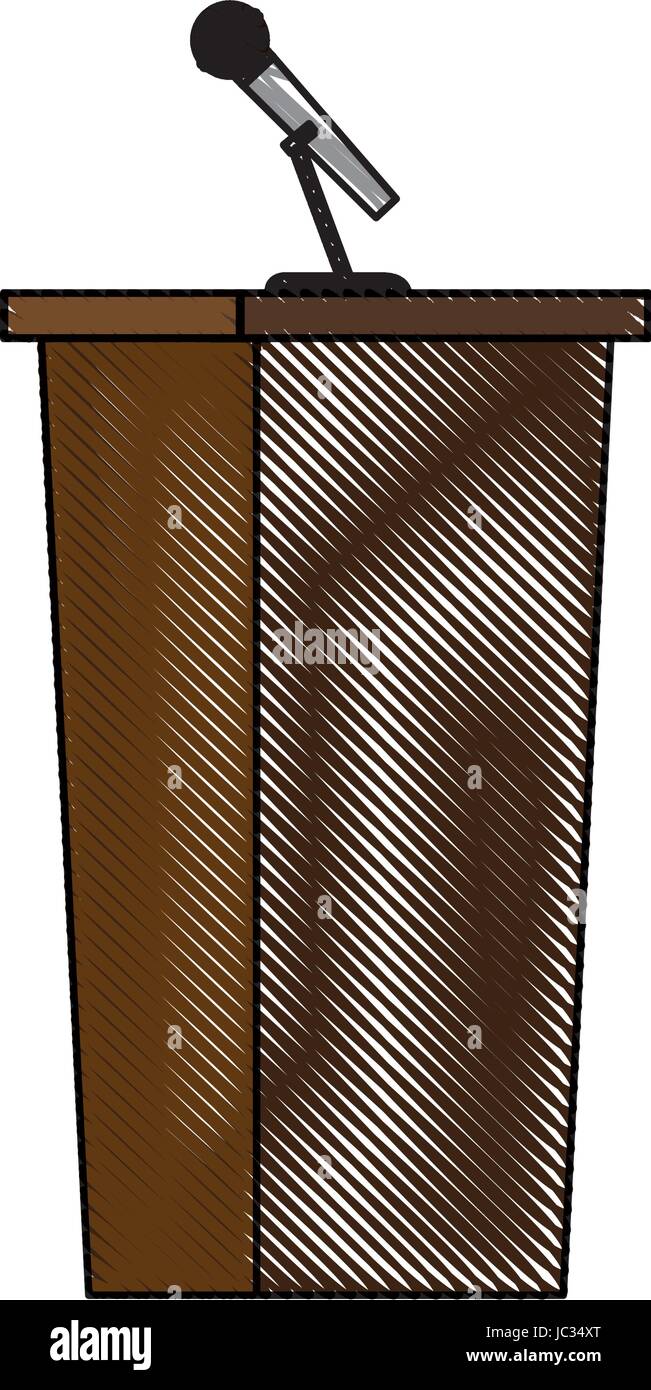 wooden podium tribune stand rostrum with microphone Stock Vector Image ...
