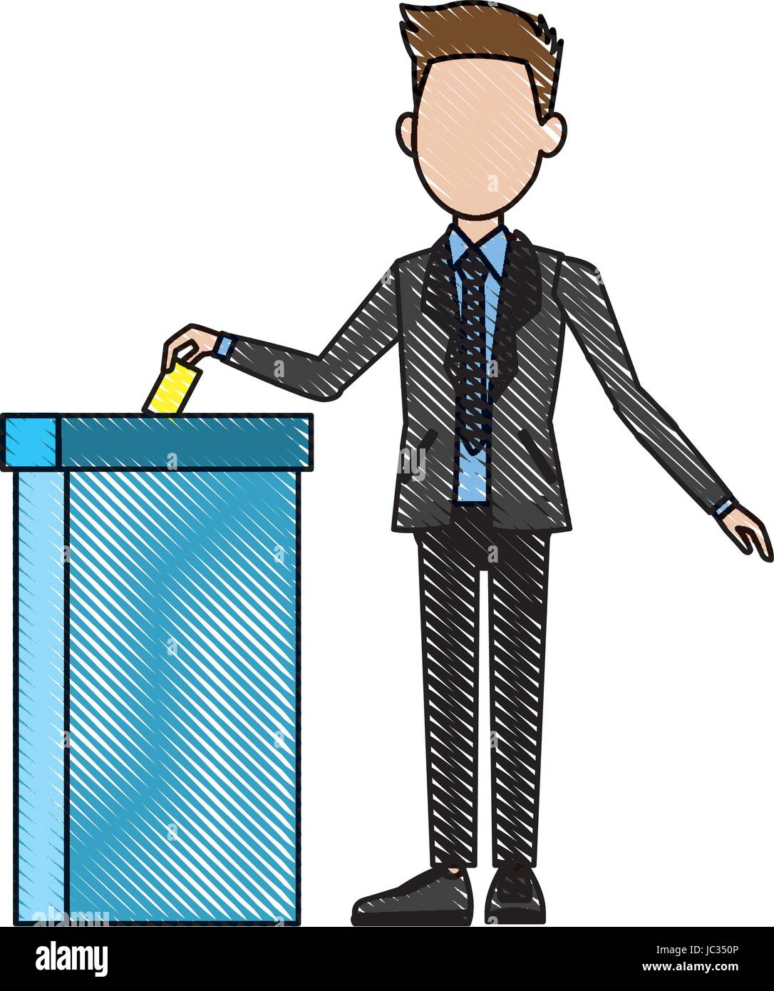man voting at ballot box democracy concept vector illustration Stock ...