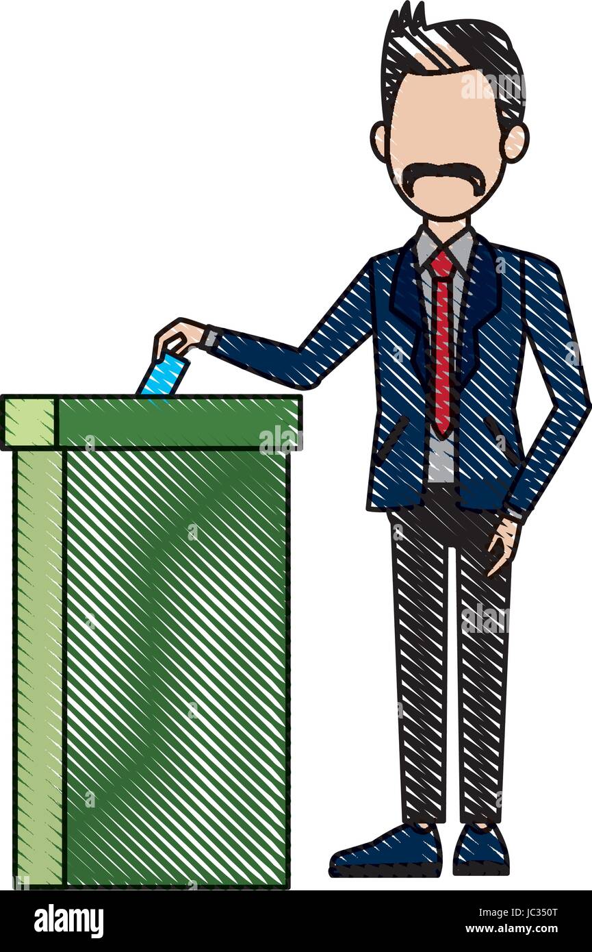 man voting at ballot box democracy concept vector illustration Stock ...