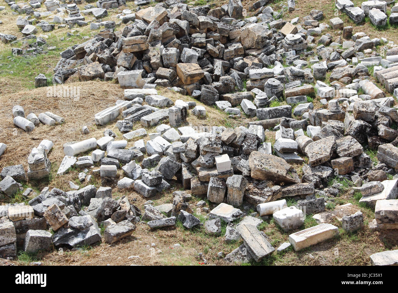 Ancient ruins in Hierapolis, Pamukkale, Turkey. UNESCO World Heritage ...