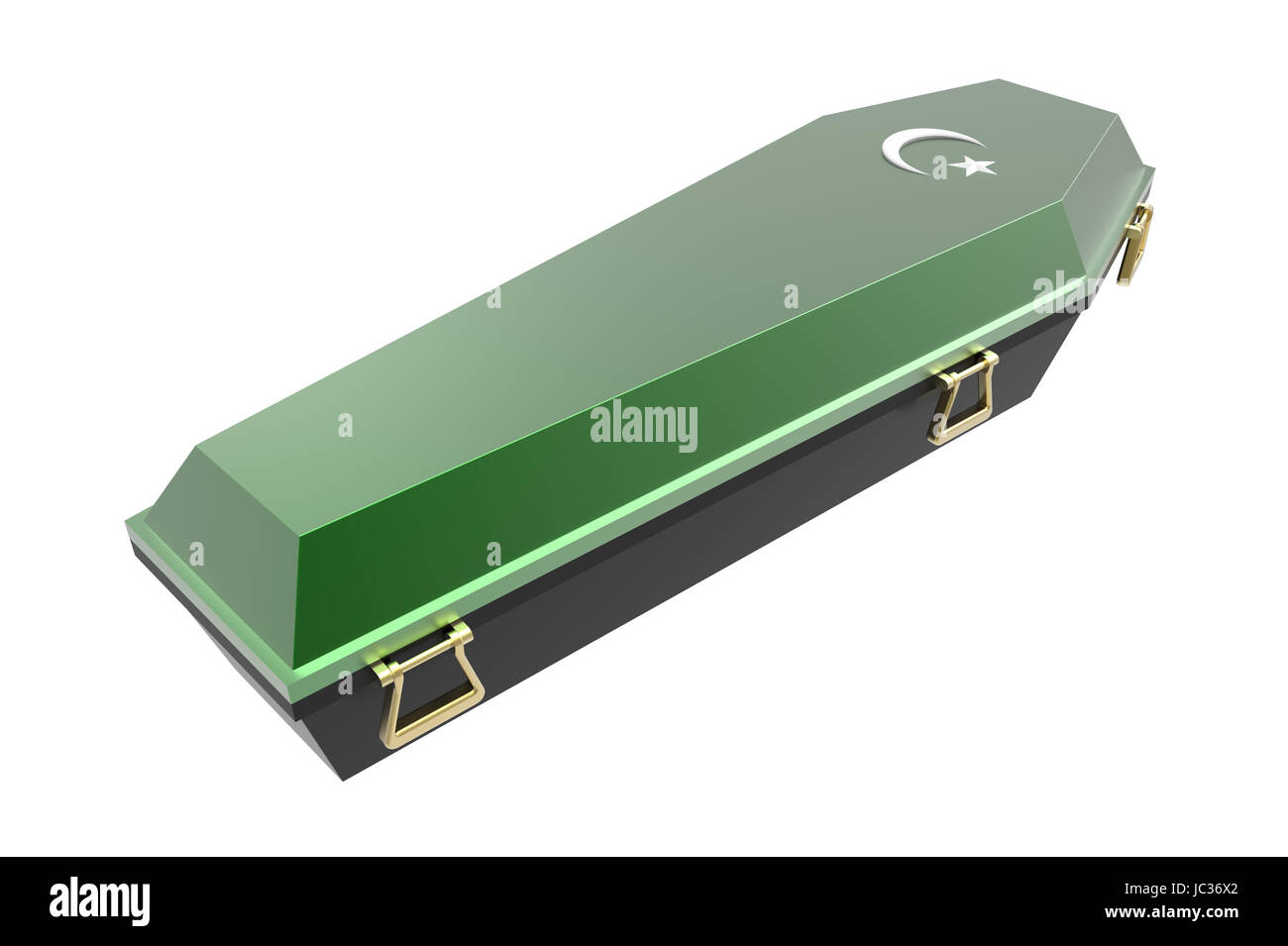 Green coffin, isolated on white, 3d render Stock Photo - Alamy