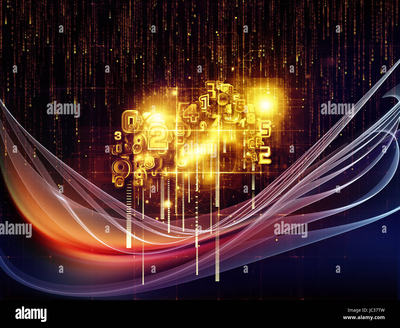 Light of Logic series. Abstract design made of numbers, lights and ...