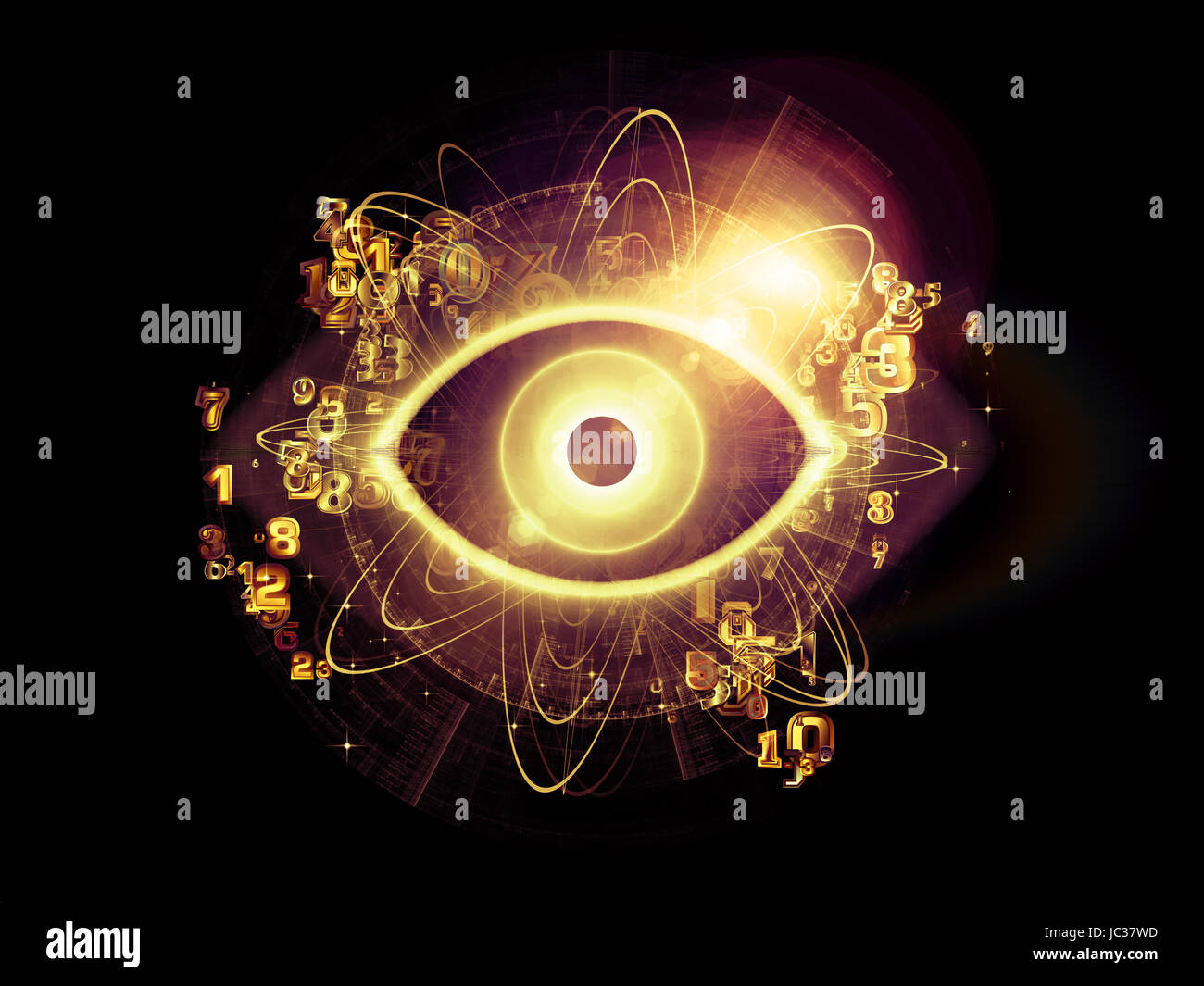 Eye Particle series. Design composed of eye shape, numbers and fractal ...