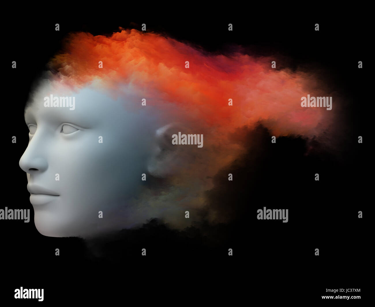 Colorful Mind series. Arrangement of human head and fractal colors on ...