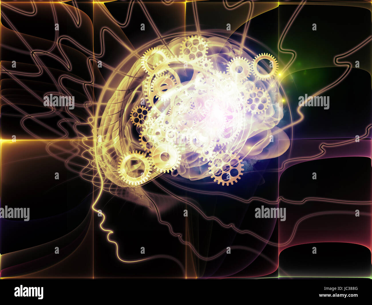 Human Mind series. Background design of brain, human outlines and ...