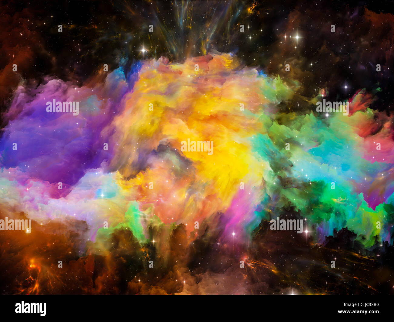 Colors in Space series. Composition of colorful clouds and space ...