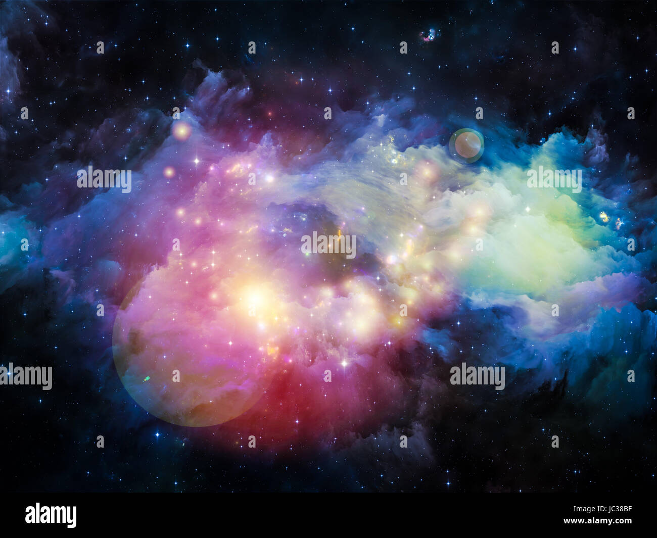 Colors in Space series. Backdrop design of colorful clouds and space ...